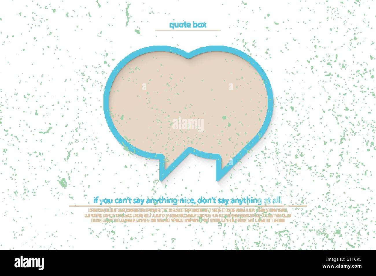 inverted commas sign and text box isolated on white, grunge paper ...