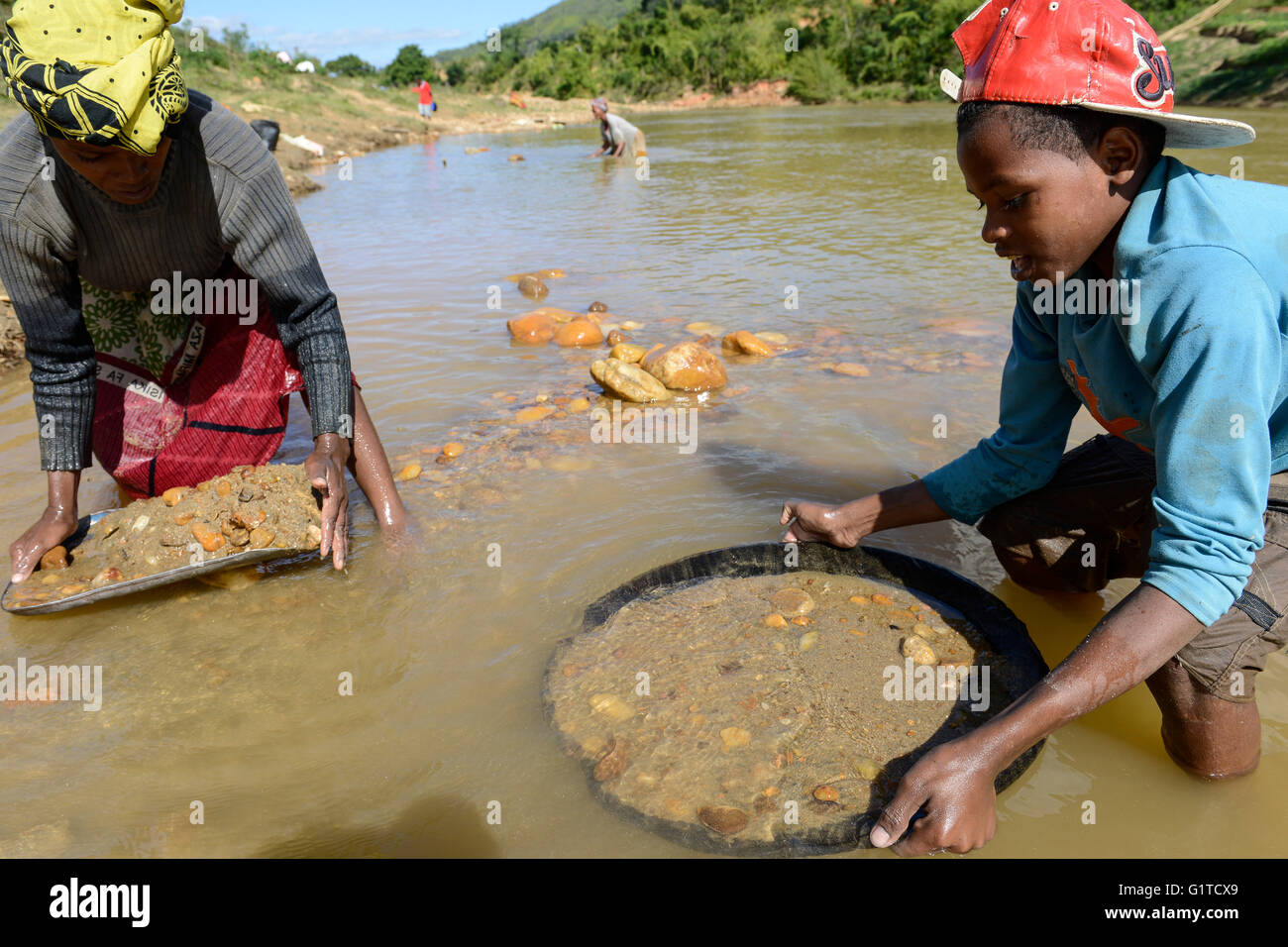 MADAGASCAR, region Manajary, town Vohilava, small scale gold mining ...