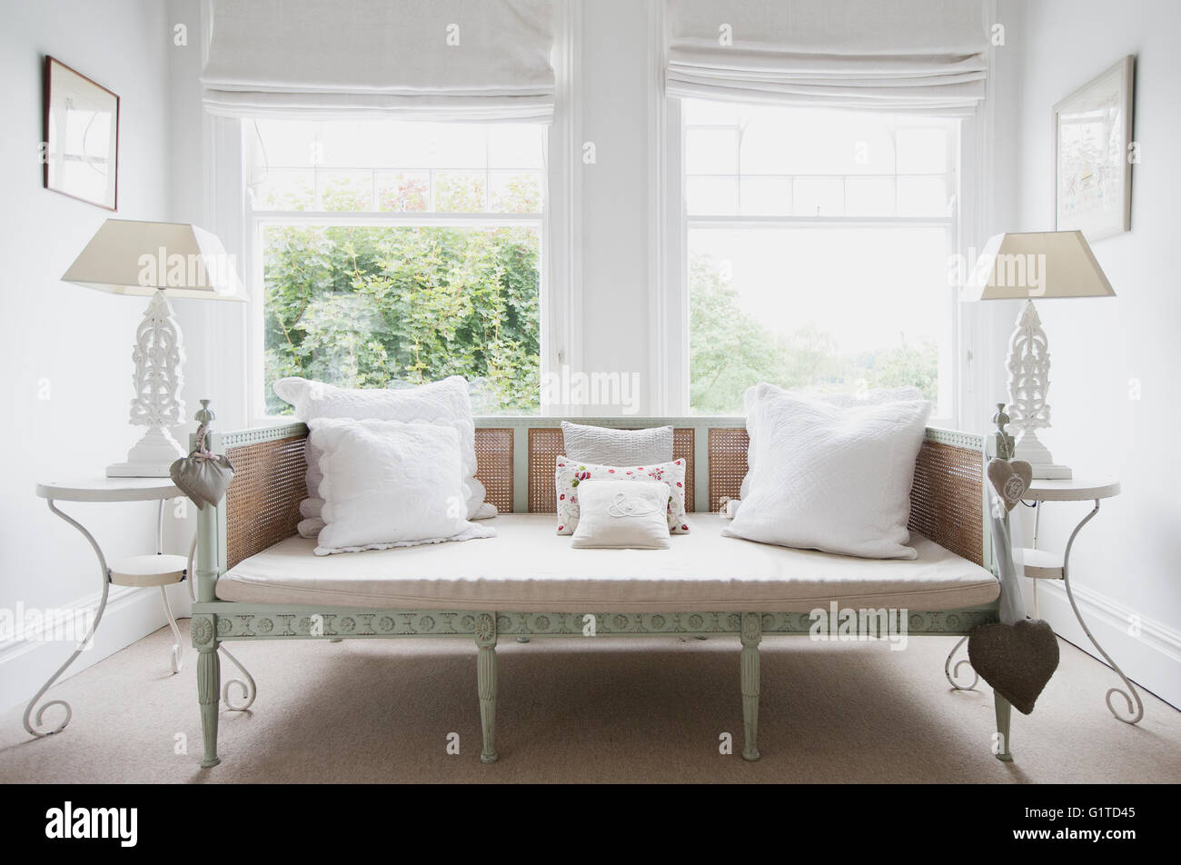Home showcase interior shabby chic sofa Stock Photo - Alamy