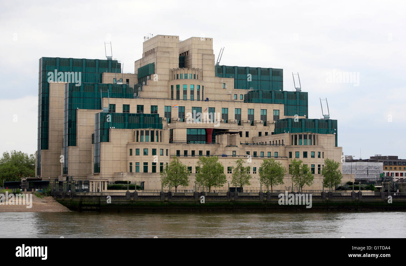 The Rainbow Flag flies next to the Union Flag outside MI6 HQ in London ...