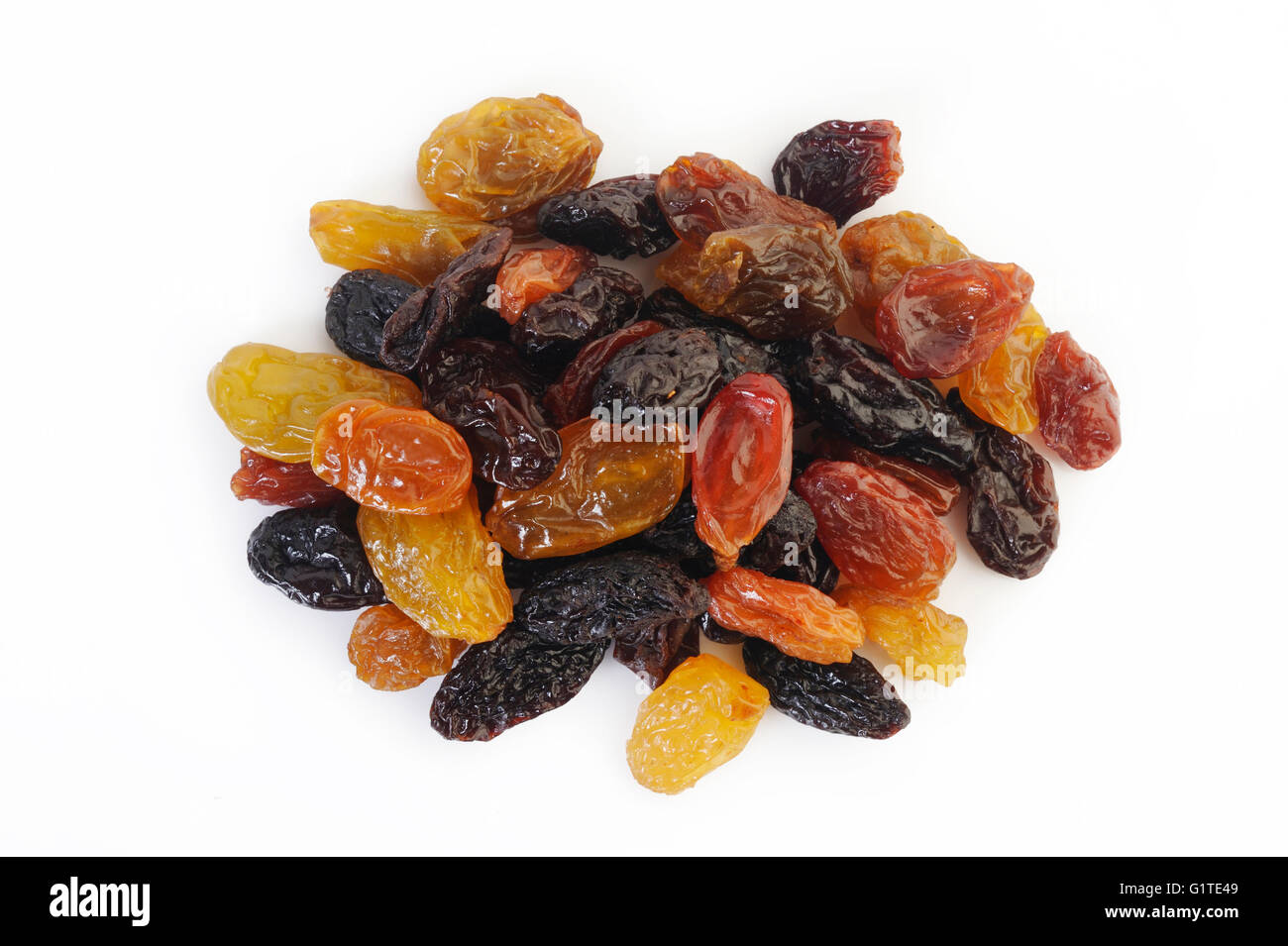 mix color raisin on white background Stock Photo - Alamy