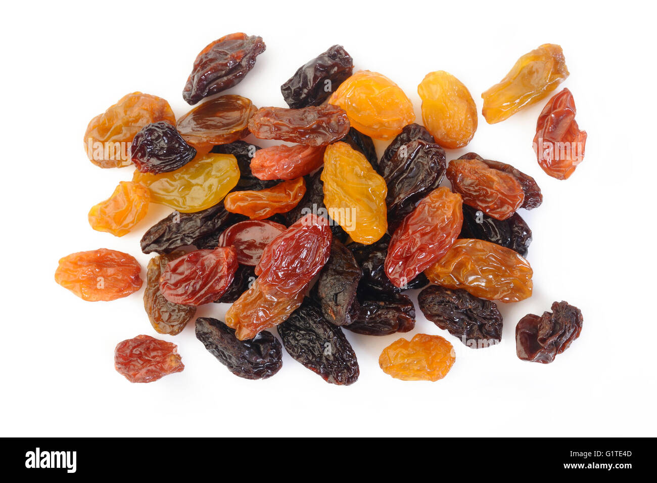 mix color raisin on white background Stock Photo - Alamy