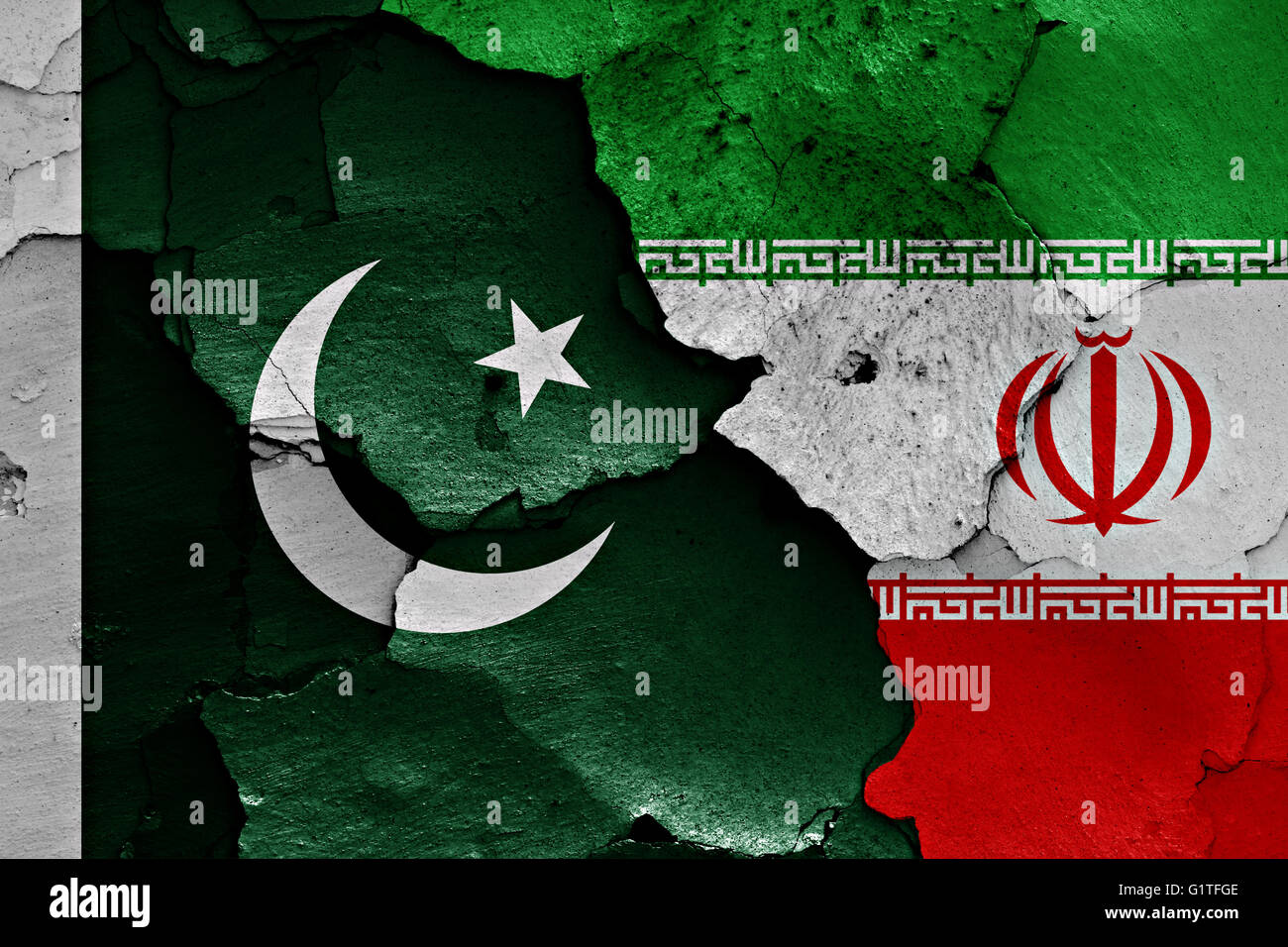 flags of Pakistan and Iran painted on cracked wall Stock Photo - Alamy