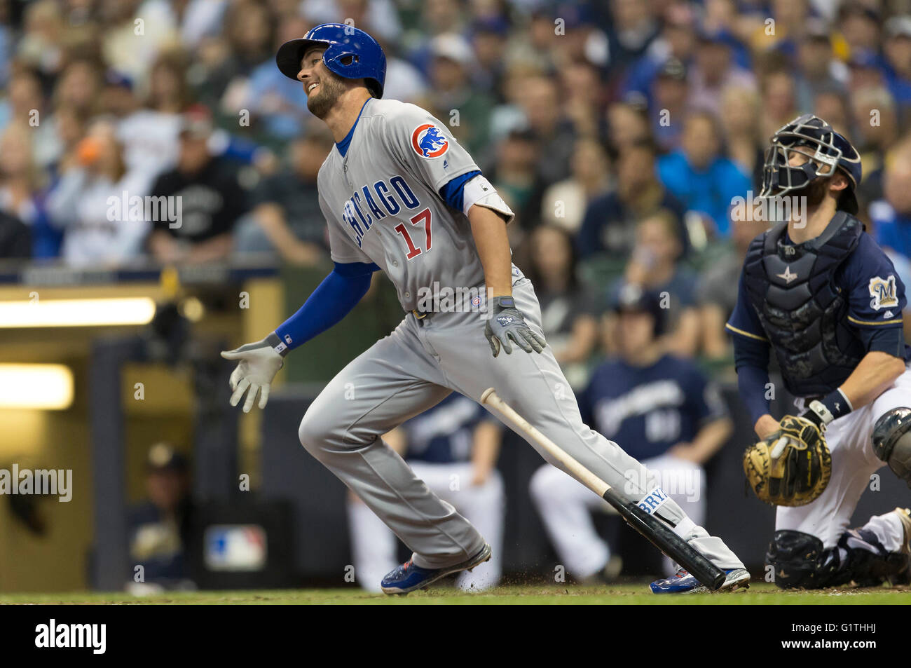 Milwaukee, WI, USA. 18th May, 2016. Chicago Cubs third baseman Kris ...