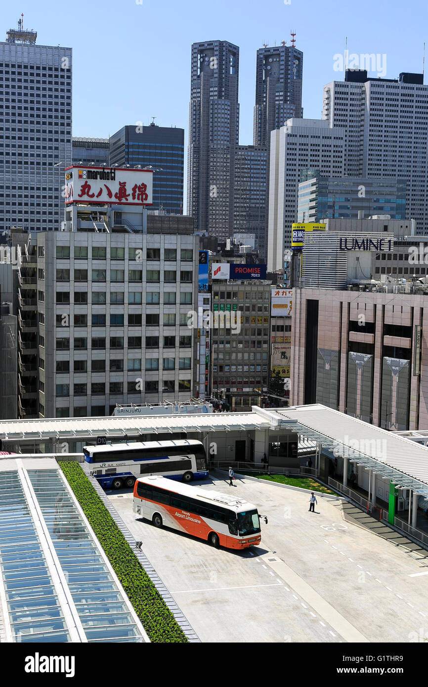 Expressway buses arrive at the Shinjuku Expressway Bus Terminal on May ...