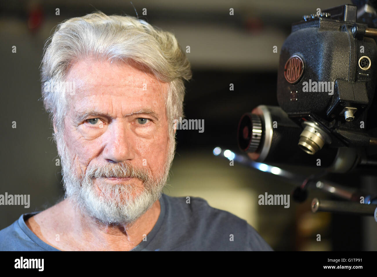 Duesseldorf, Germany. 19th May, 2016. Actor Juergen Prochnow sits by an ...