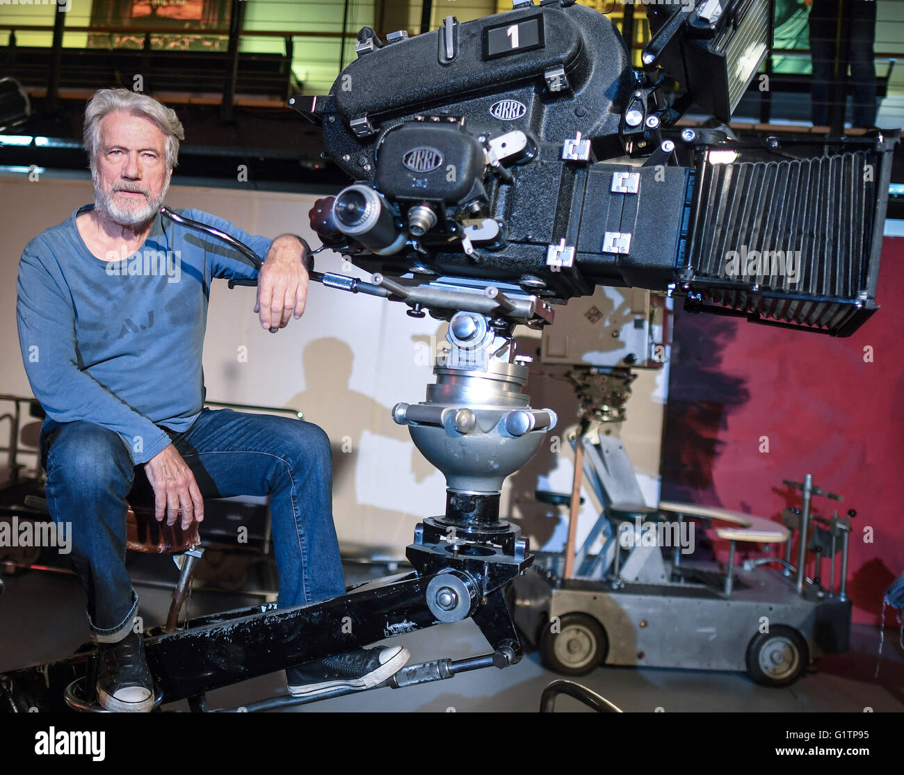 Duesseldorf, Germany. 19th May, 2016. Actor Juergen Prochnow sits by an ...