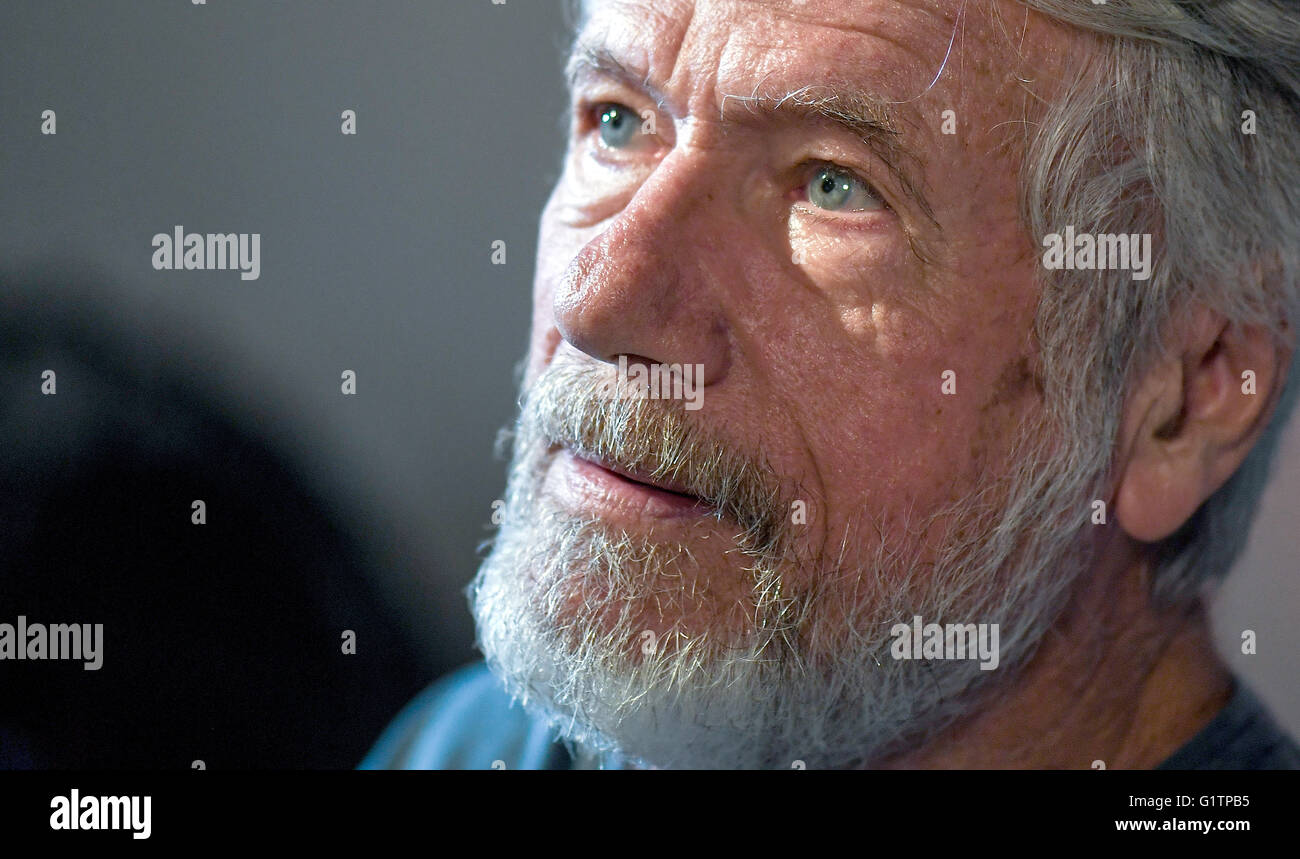 Duesseldorf, Germany. 19th May, 2016. Actor Juergen Prochnow sits by an ...