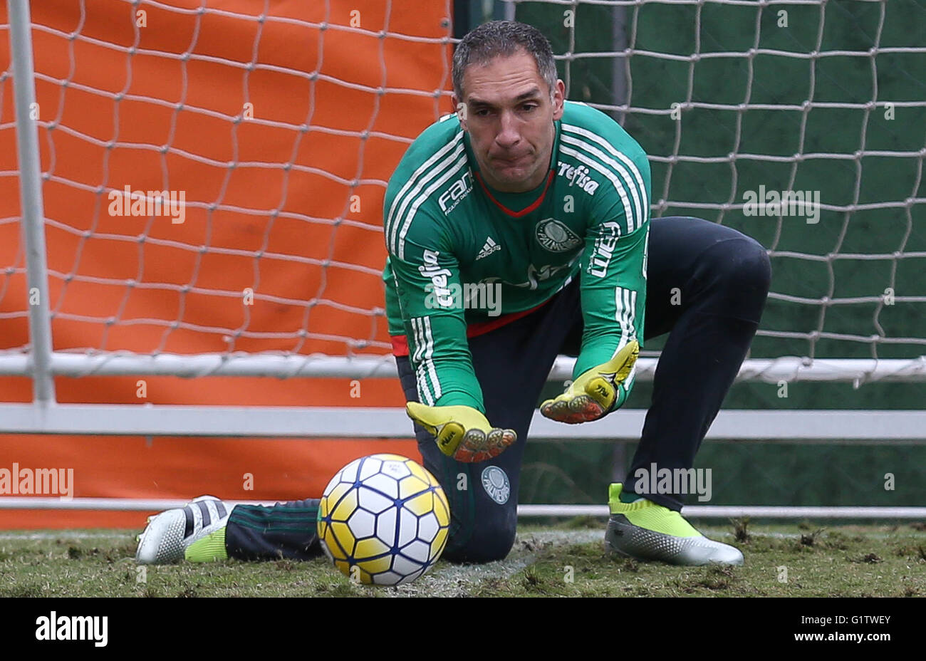 SAO PAULO, Brazil - 19/05/2016: TRAINING OF TREES - The goalkeeper ...