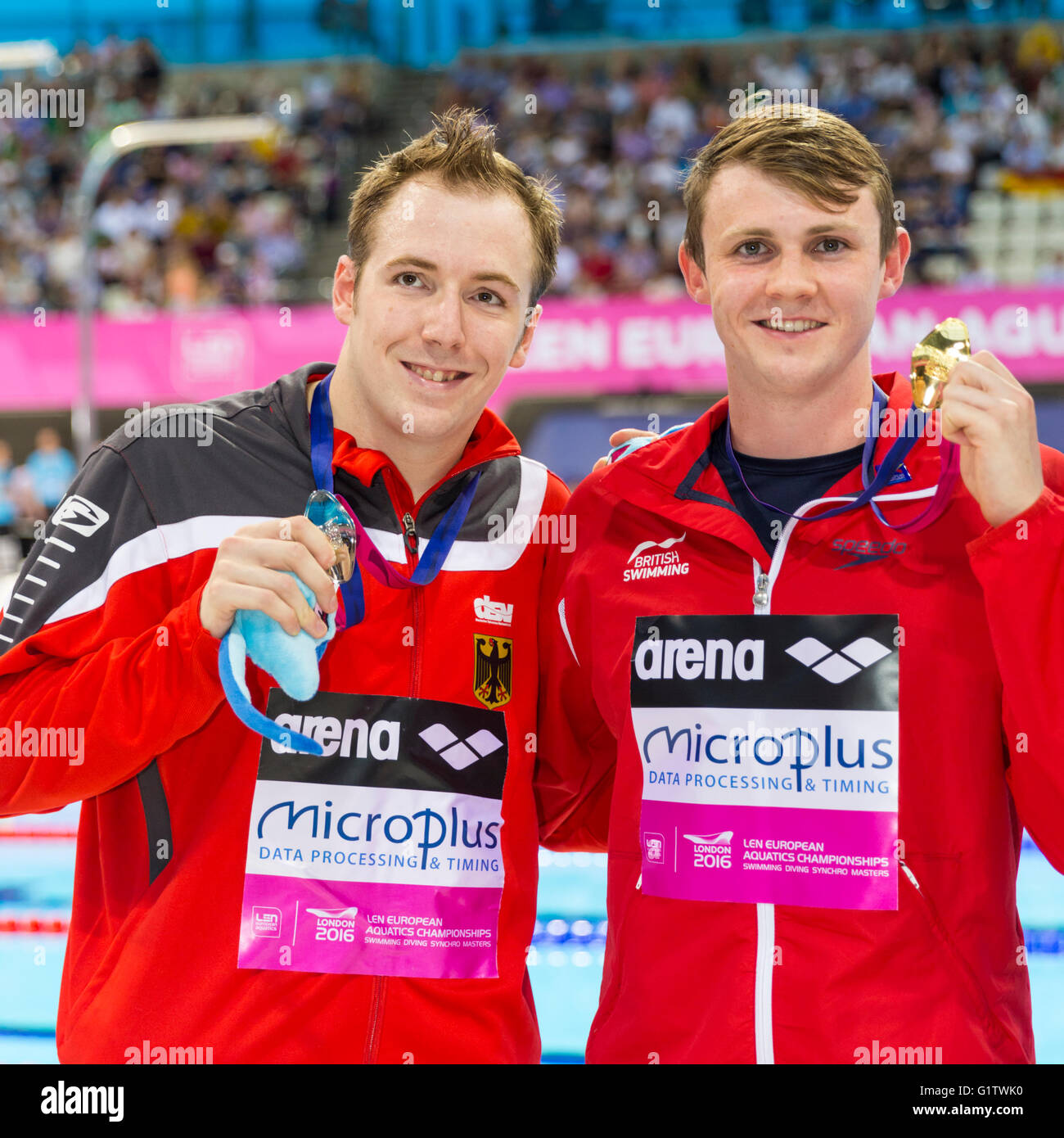 Aquatics Centre, London, UK. 19th May 2016. Marco Koch and Ross Murdoch ...