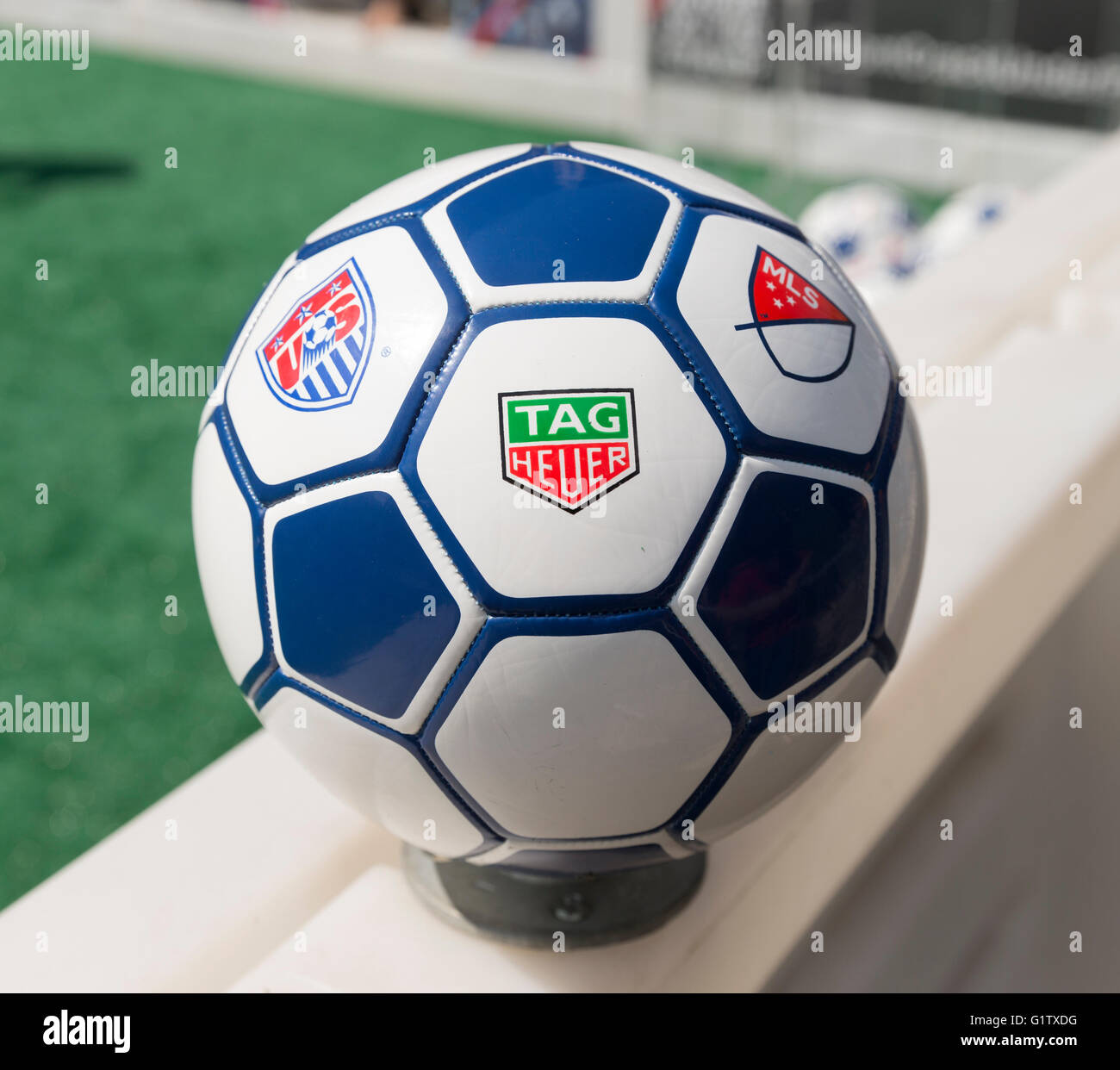 New York, NY USA - May 19, 2016: Specially marked ball on display at ...