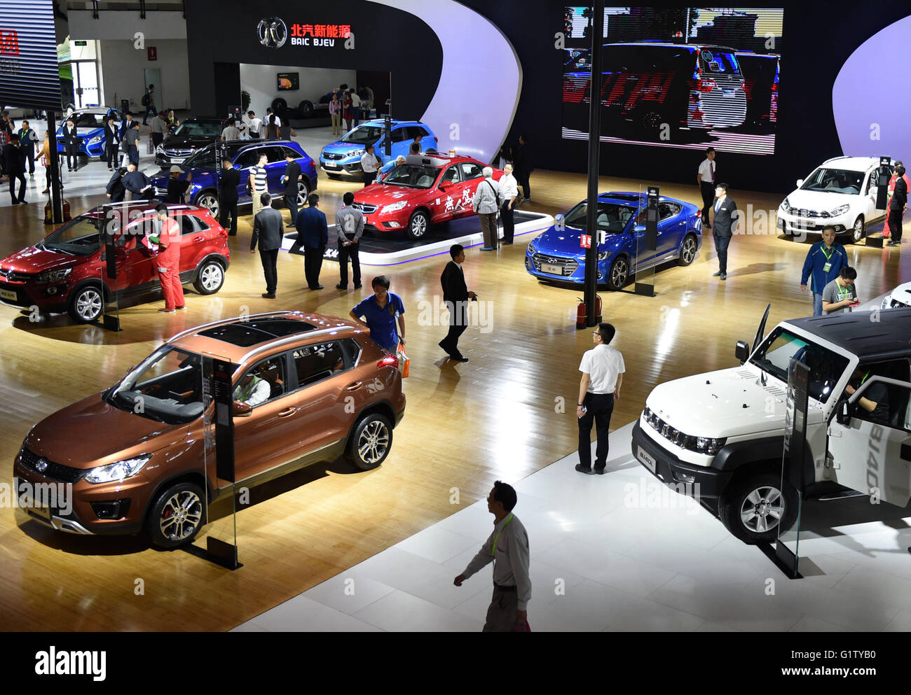 Beijing, China. 20th May, 2016. Green cars and self-driving cars are ...