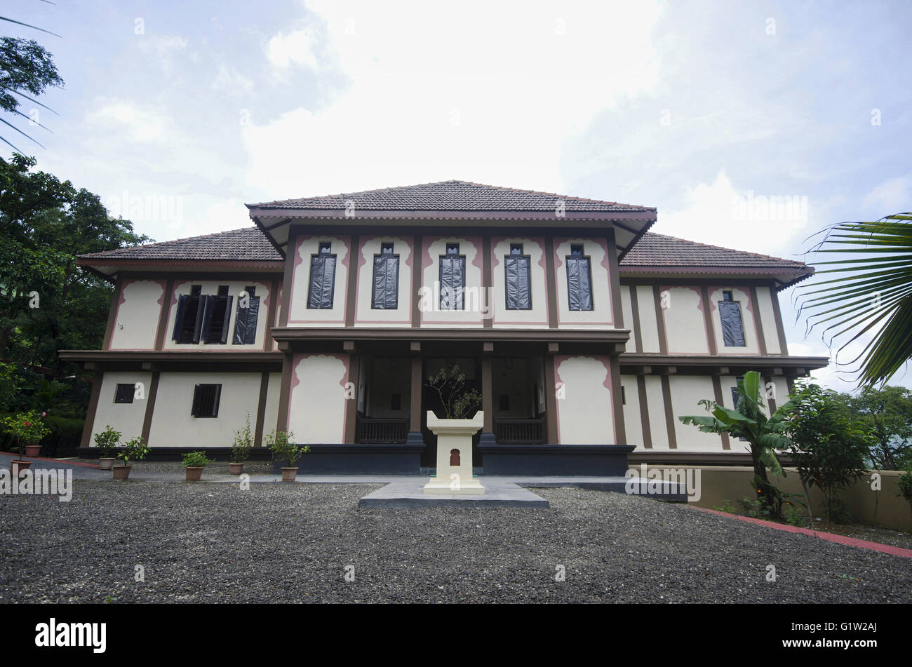 Exterior view of an old house (wada), named Dhepewada, Girivan, Near ...