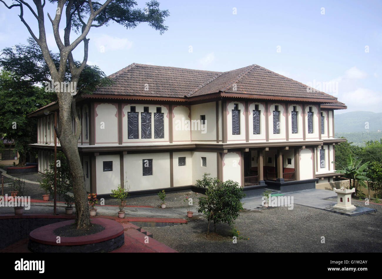 Exterior view of an old house (wada), named Dhepewada, Girivan, Near ...