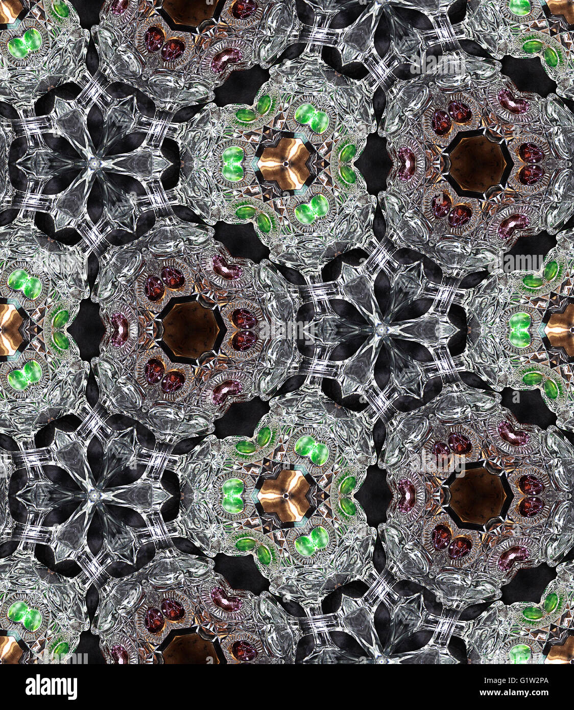 HD seamless texture, kaleidoscope effect on glimmering goblets Stock ...