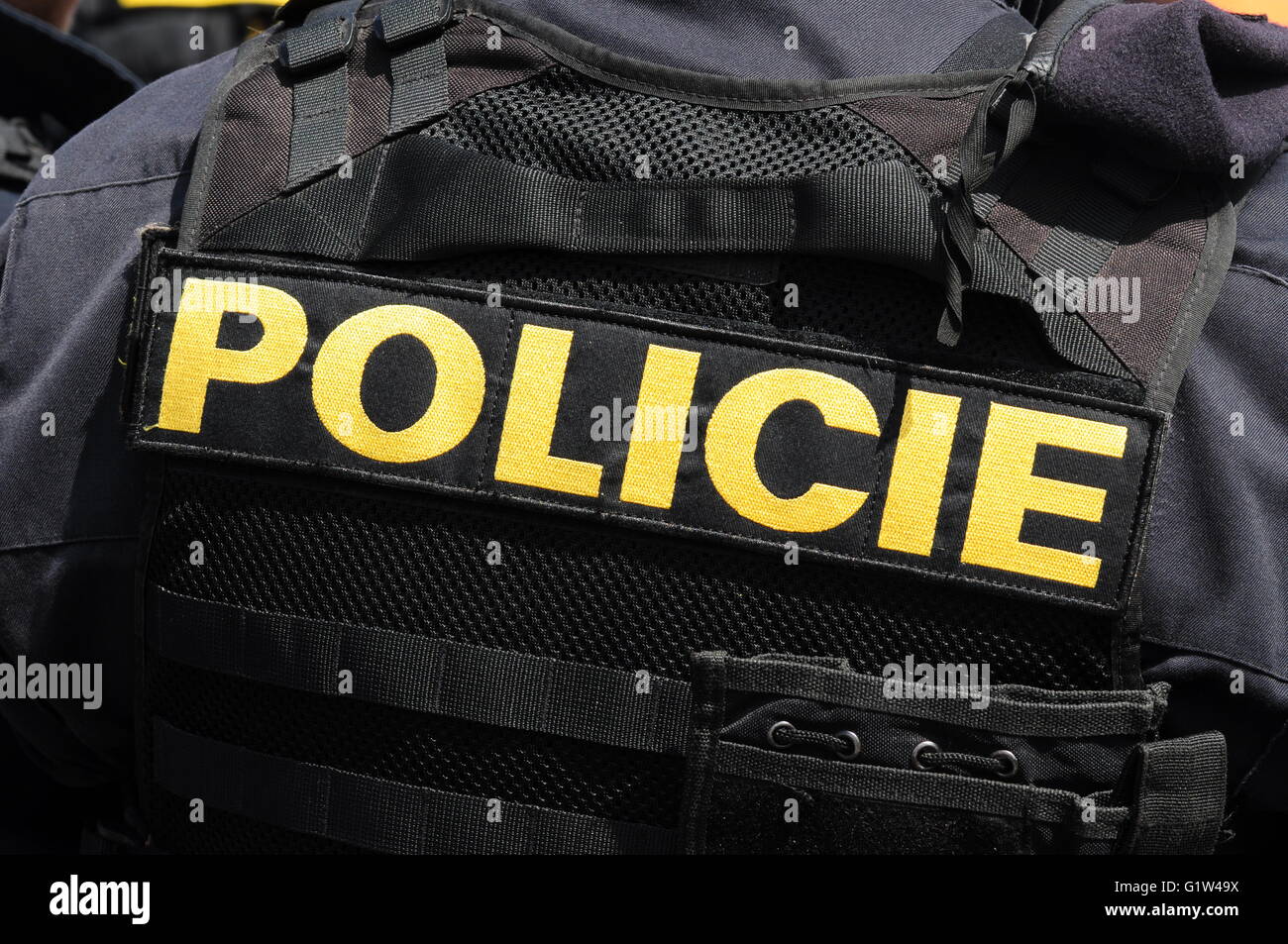 Sign POLICE on uniform, policeman, uniform Stock Photo - Alamy