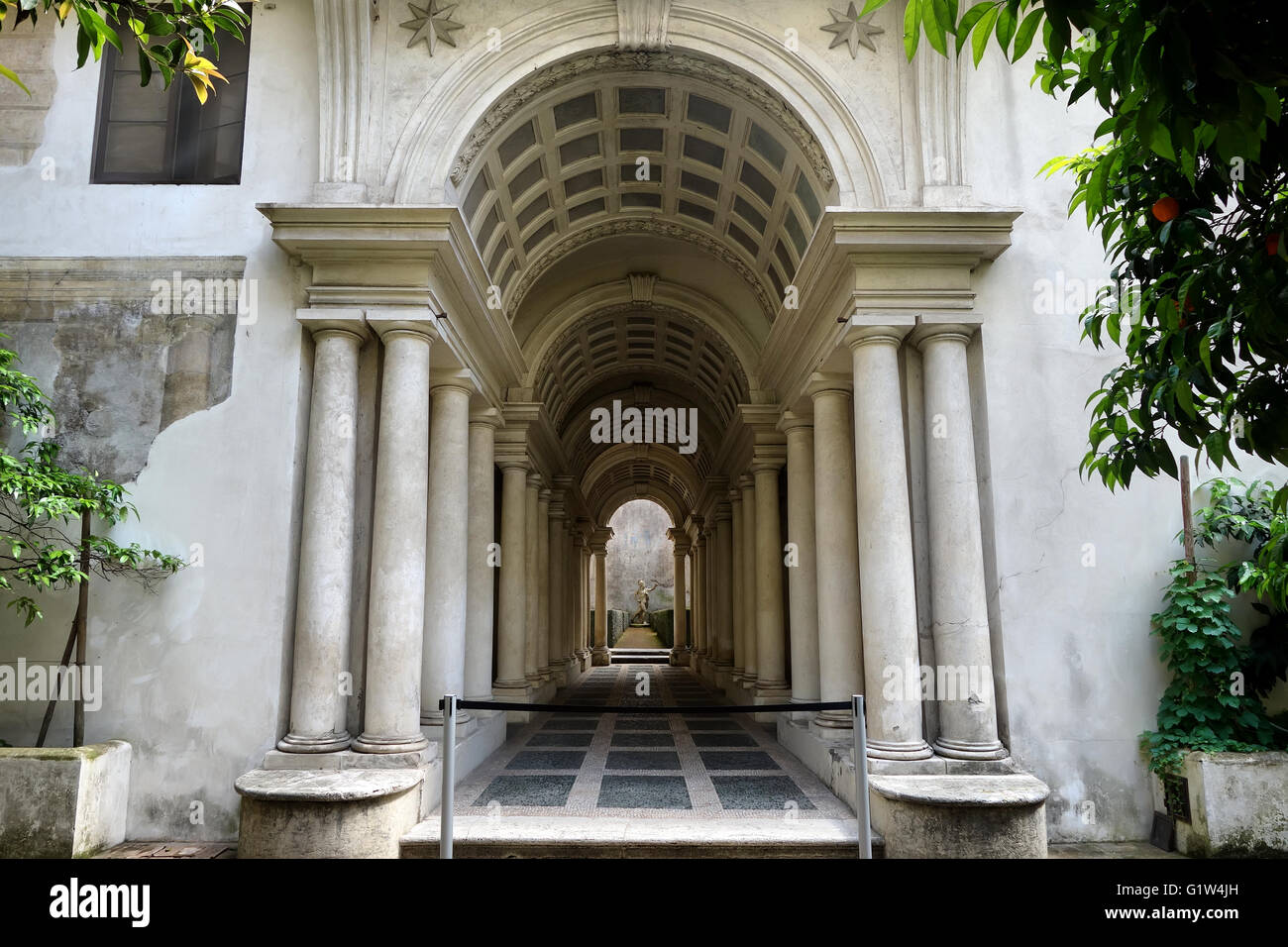 ROME, ITALY - MAY 1, 2016: Palazzo Spada the forced perspective gallery ...