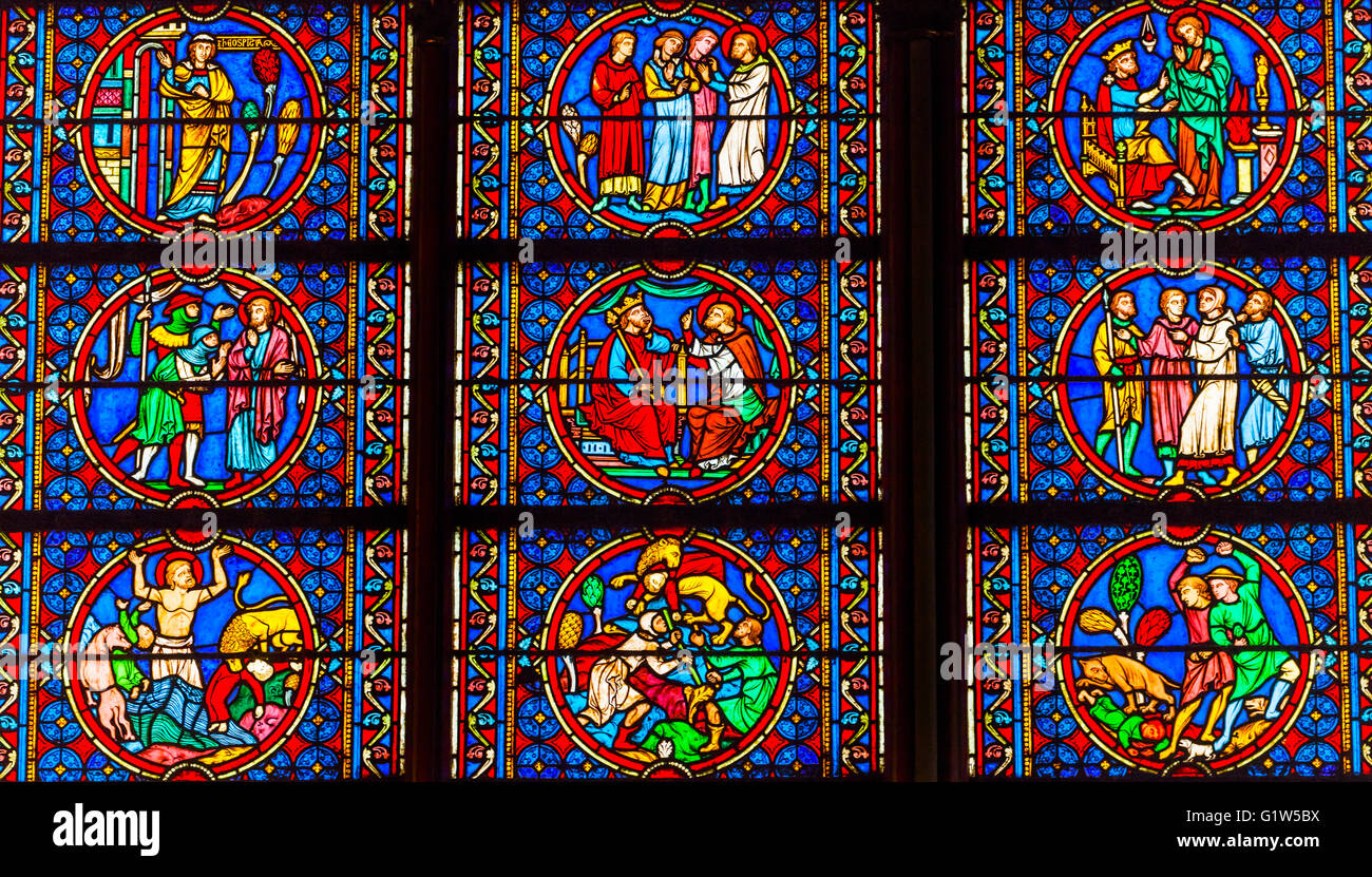 Kings Saints Medieval Stories Stained Glass Notre Dame Cathedral Paris ...