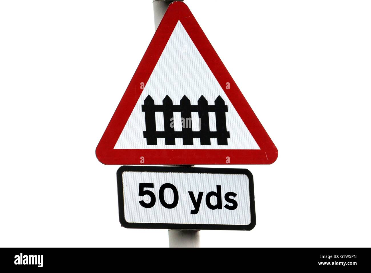 Barrier warning road sign Stock Photo - Alamy
