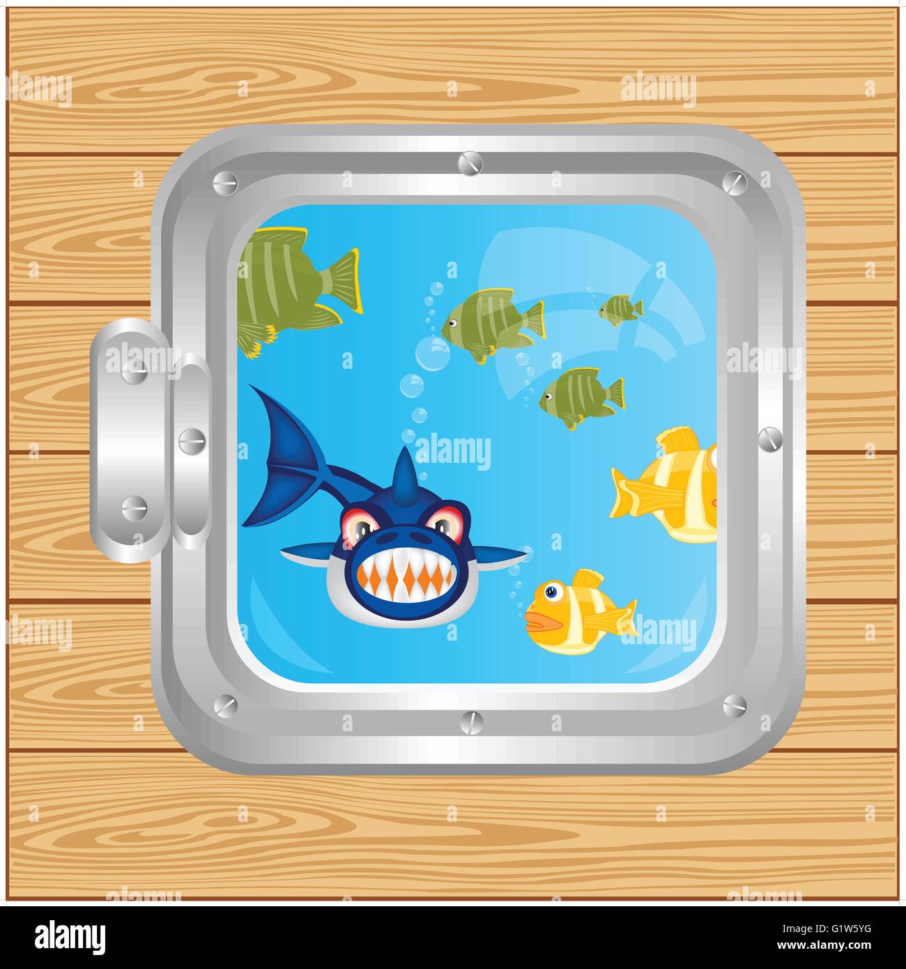 Illustration window and fish sailling in ocean Stock Vector Image & Art ...