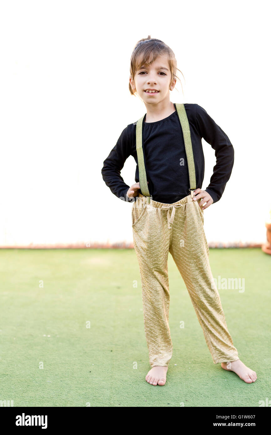 Girl posing for photos with a disguise Stock Photo - Alamy