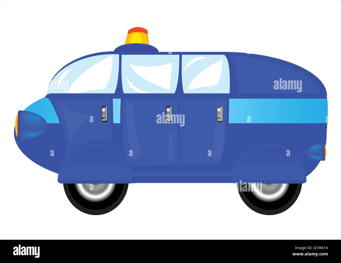 Illustration of the blue fairy-tale car on white background Stock ...