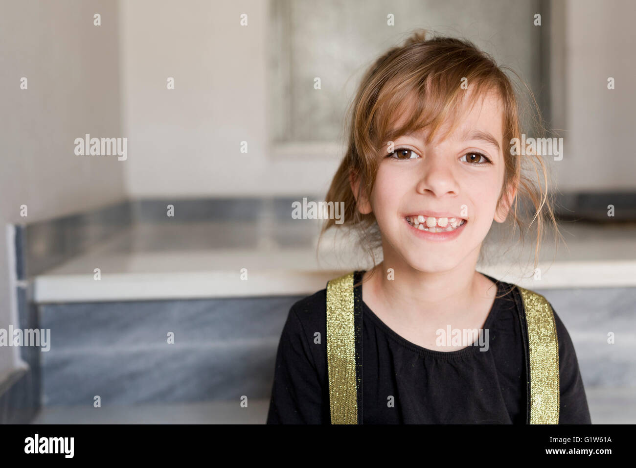 Girl posing for photos with a disguise Stock Photo - Alamy