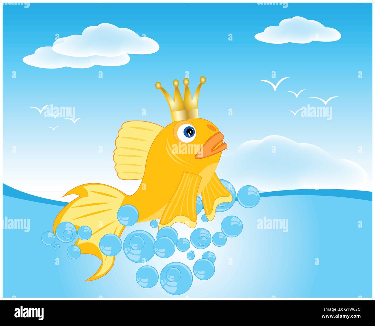 Illustration of the fairy-tale goldfish in ocean Stock Vector Image ...