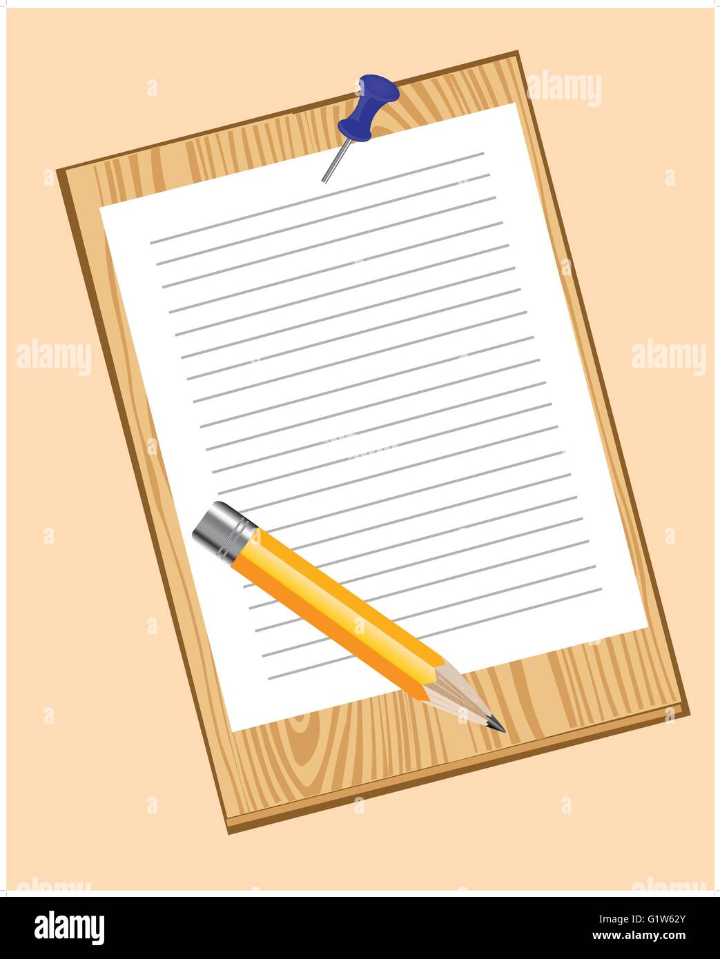 Illustration of the pencil and clean sheet of paper on board Stock ...