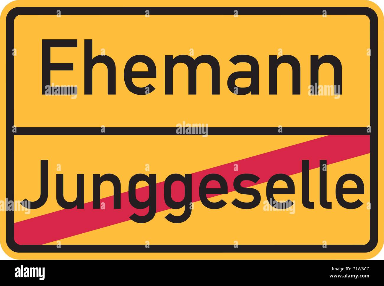 Place name sign from bachelor to husband - german Stock Vector Image ...
