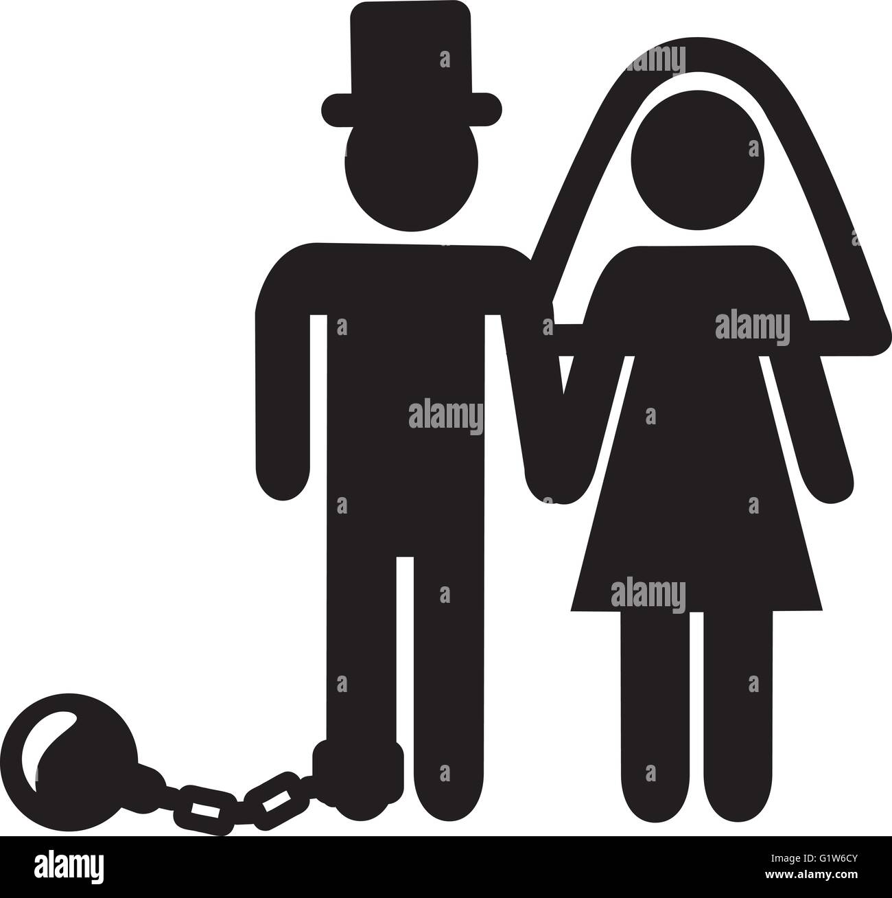 Wedding Couple pictogram man with shackle and iron ball Stock Vector ...