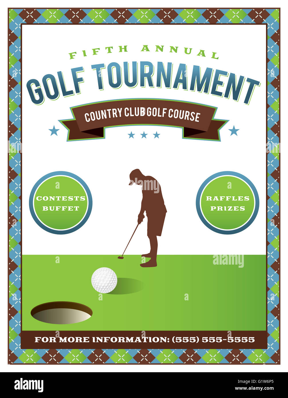 A template for a golf tournament scramble invitation flyer Stock Photo ...