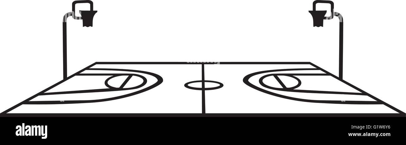 Basketball Court with Perspective on white Background Stock Vector ...