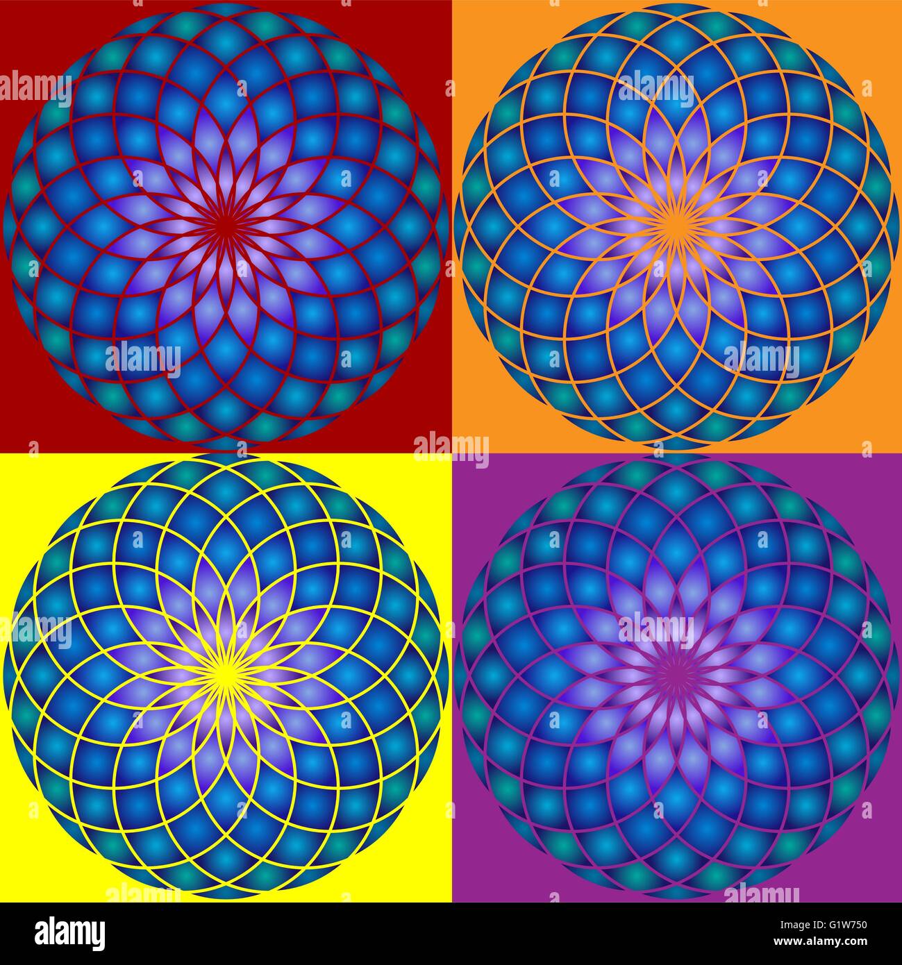 Collection of 4 Mandala. Seamless pattern Stock Vector Image & Art - Alamy