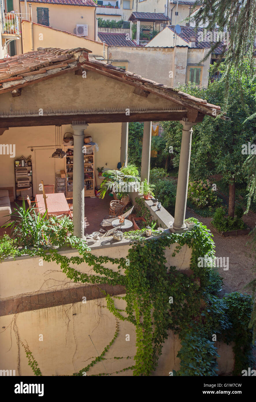 private terrace back garden Florence Stock Photo - Alamy