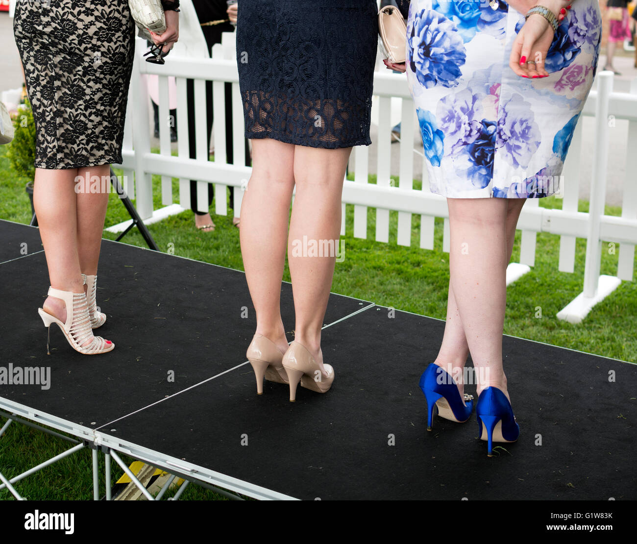 Women in best dressed lady competition at Warwick Races, UK Stock Photo ...