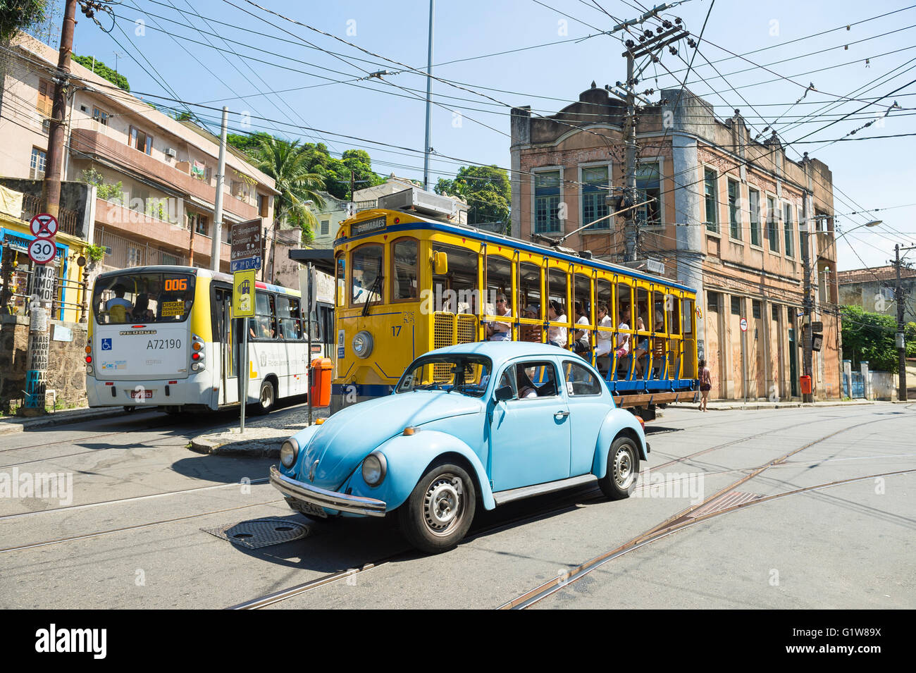 RIO DE JANEIRO - MARCH 28, 2016: Classic blue Volkswagen Fusca Beetle ...