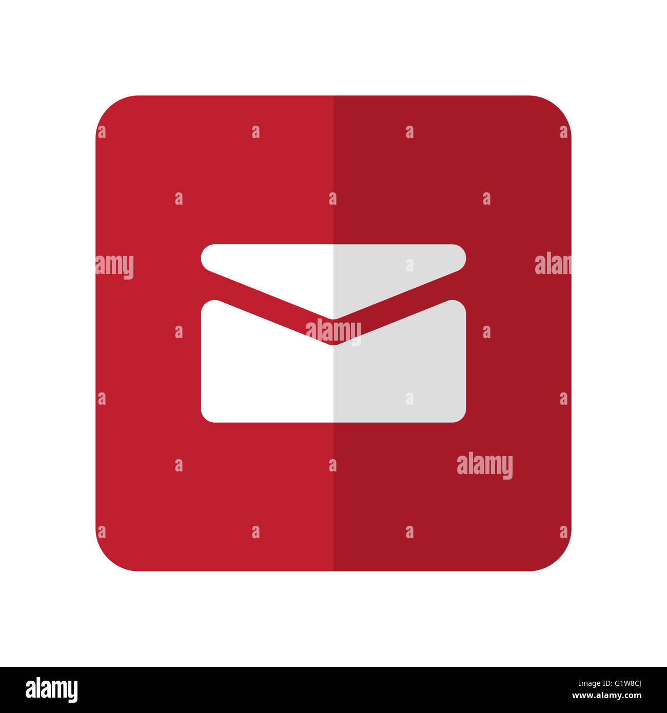 White Mail flat icon on red rounded square on white Stock Photo - Alamy