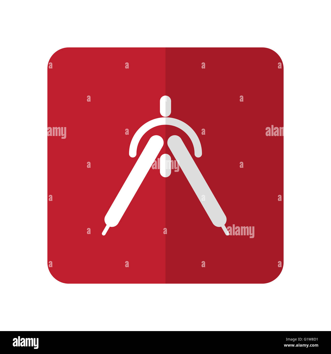 White Drafting Compass flat icon on red rounded square on white Stock ...