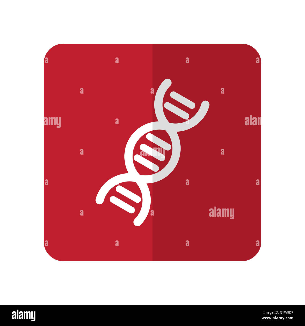 White Dna flat icon on red rounded square on white Stock Photo - Alamy