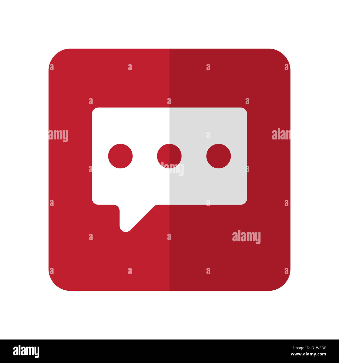 White Message flat icon on red rounded square on white Stock Photo - Alamy