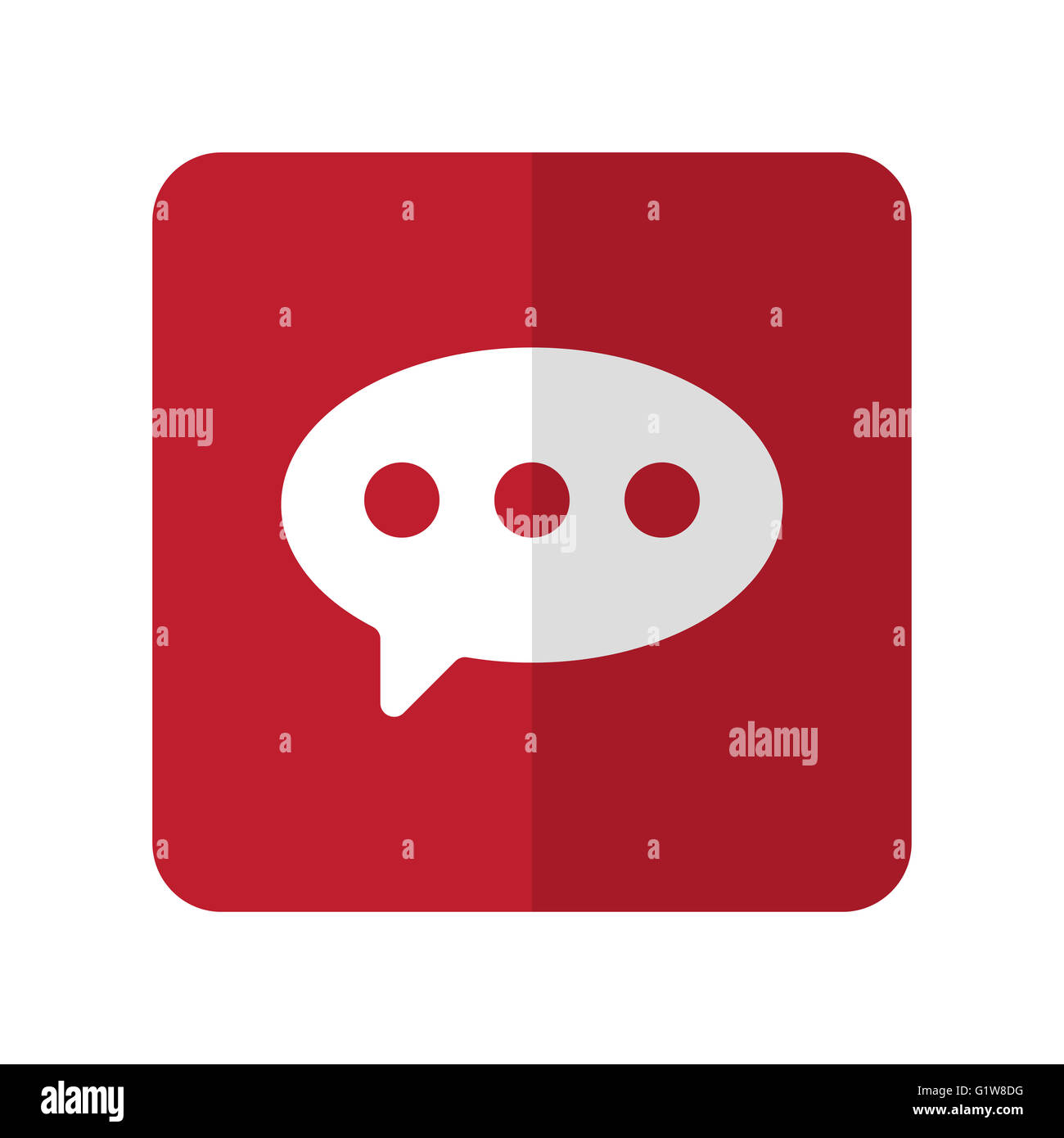 White Comment flat icon on red rounded square on white Stock Photo - Alamy