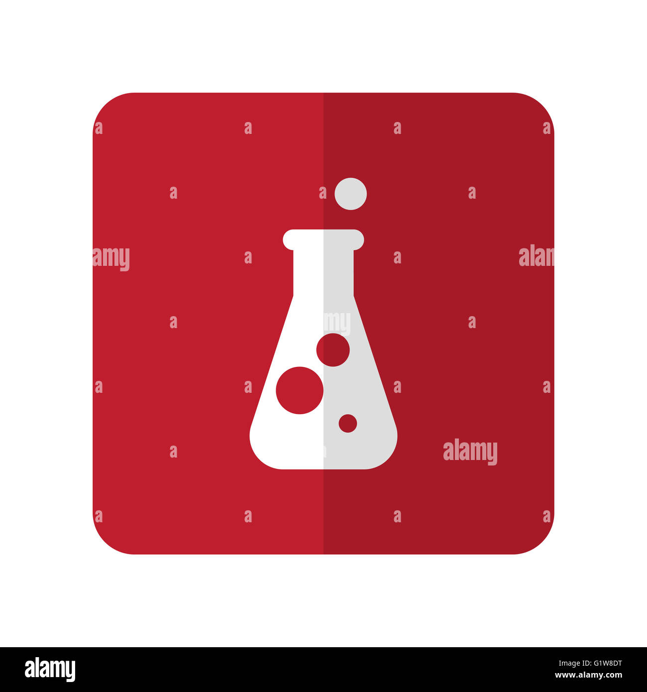 White Conical Flask flat icon on red rounded square on white Stock ...