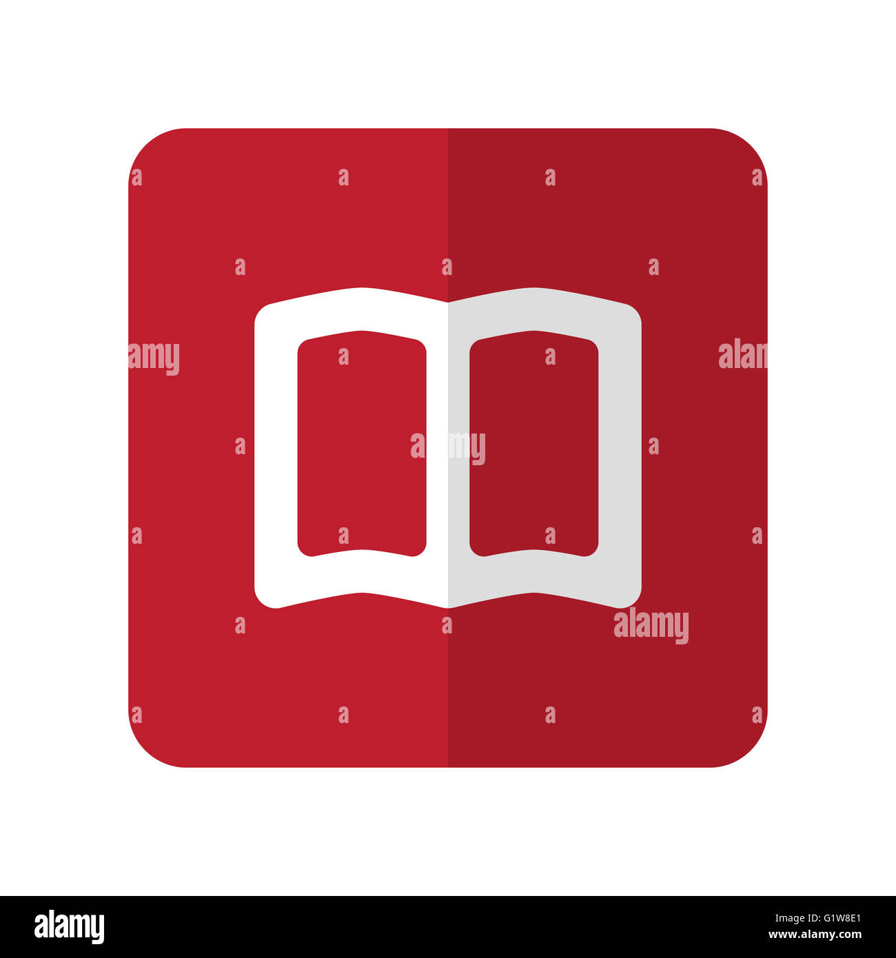 White Book flat icon on red rounded square on white Stock Photo - Alamy
