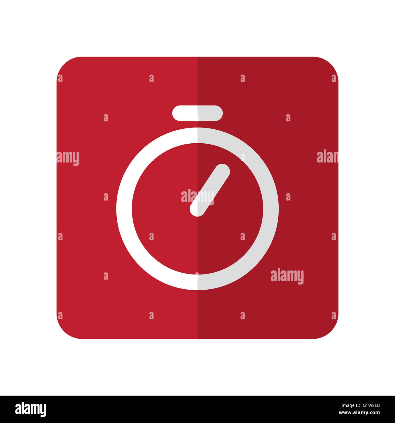 White Timer flat icon on red rounded square on white Stock Photo - Alamy