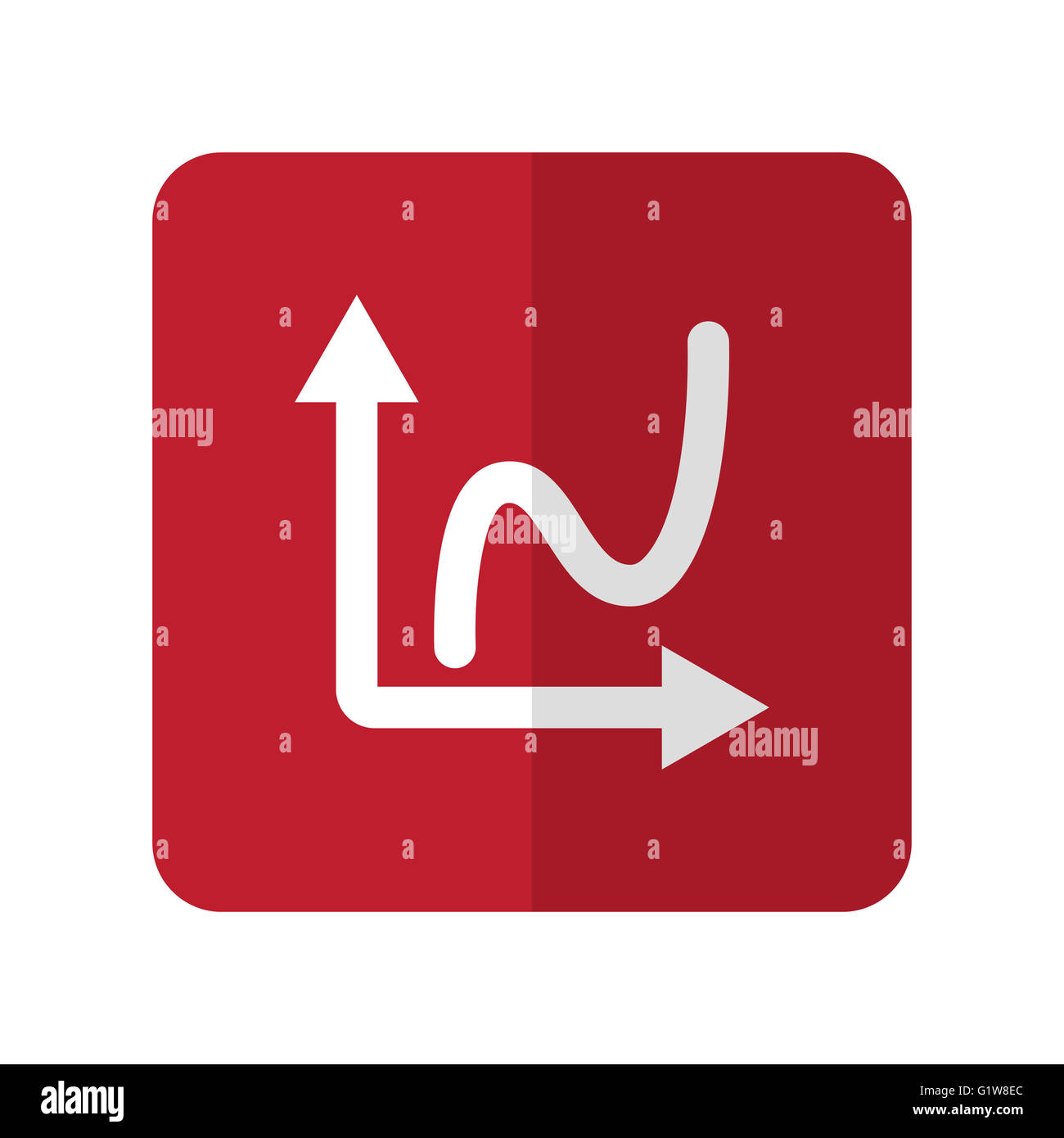 White Graph flat icon on red rounded square on white Stock Photo - Alamy