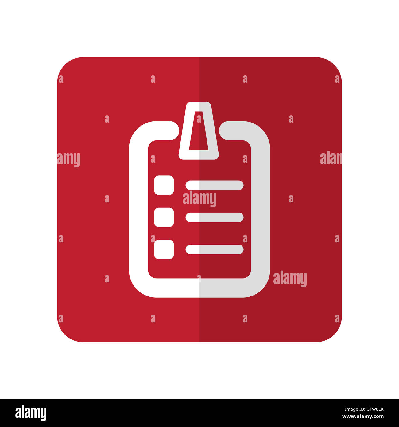White Checklist flat icon on red rounded square on white Stock Photo ...