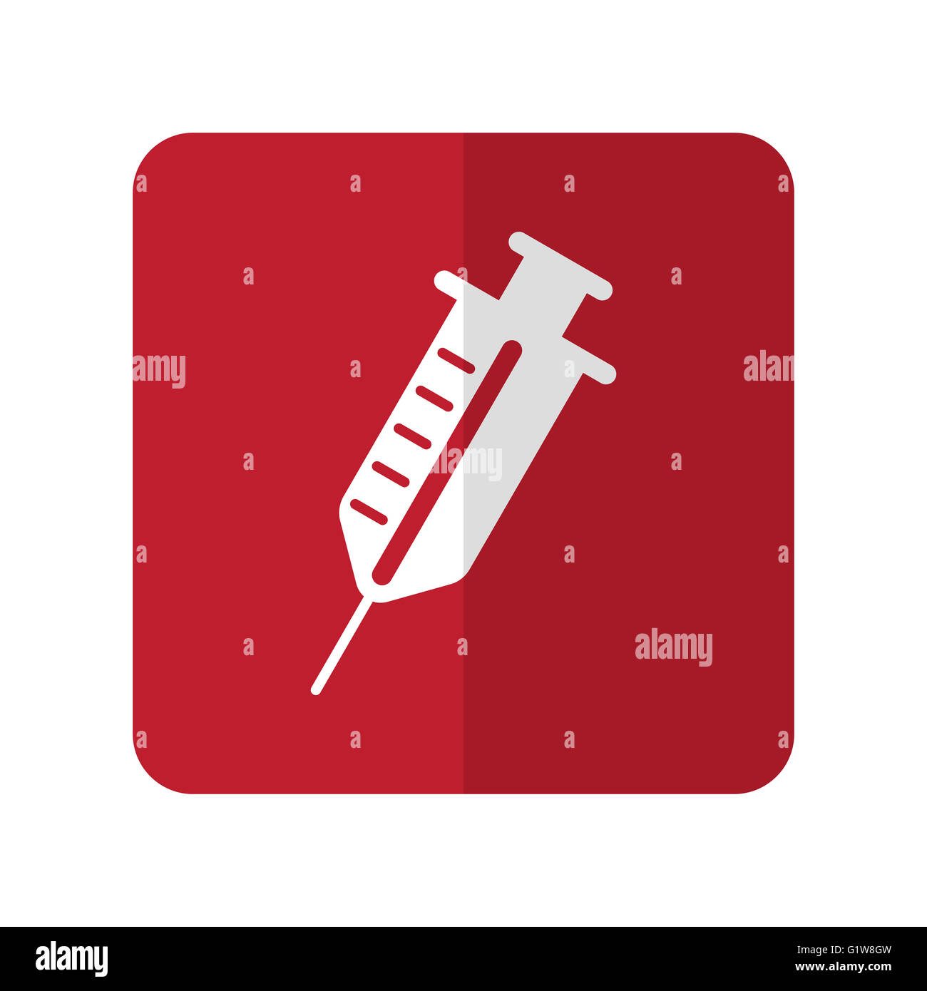 White Syringe flat icon on red rounded square on white Stock Photo - Alamy