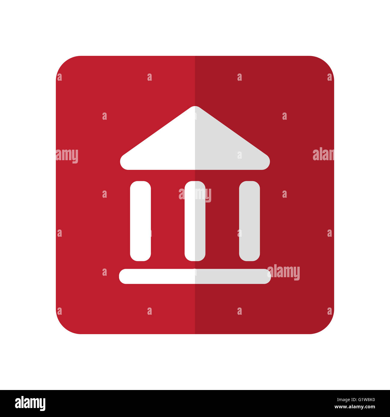 White Museum flat icon on red rounded square on white Stock Photo - Alamy