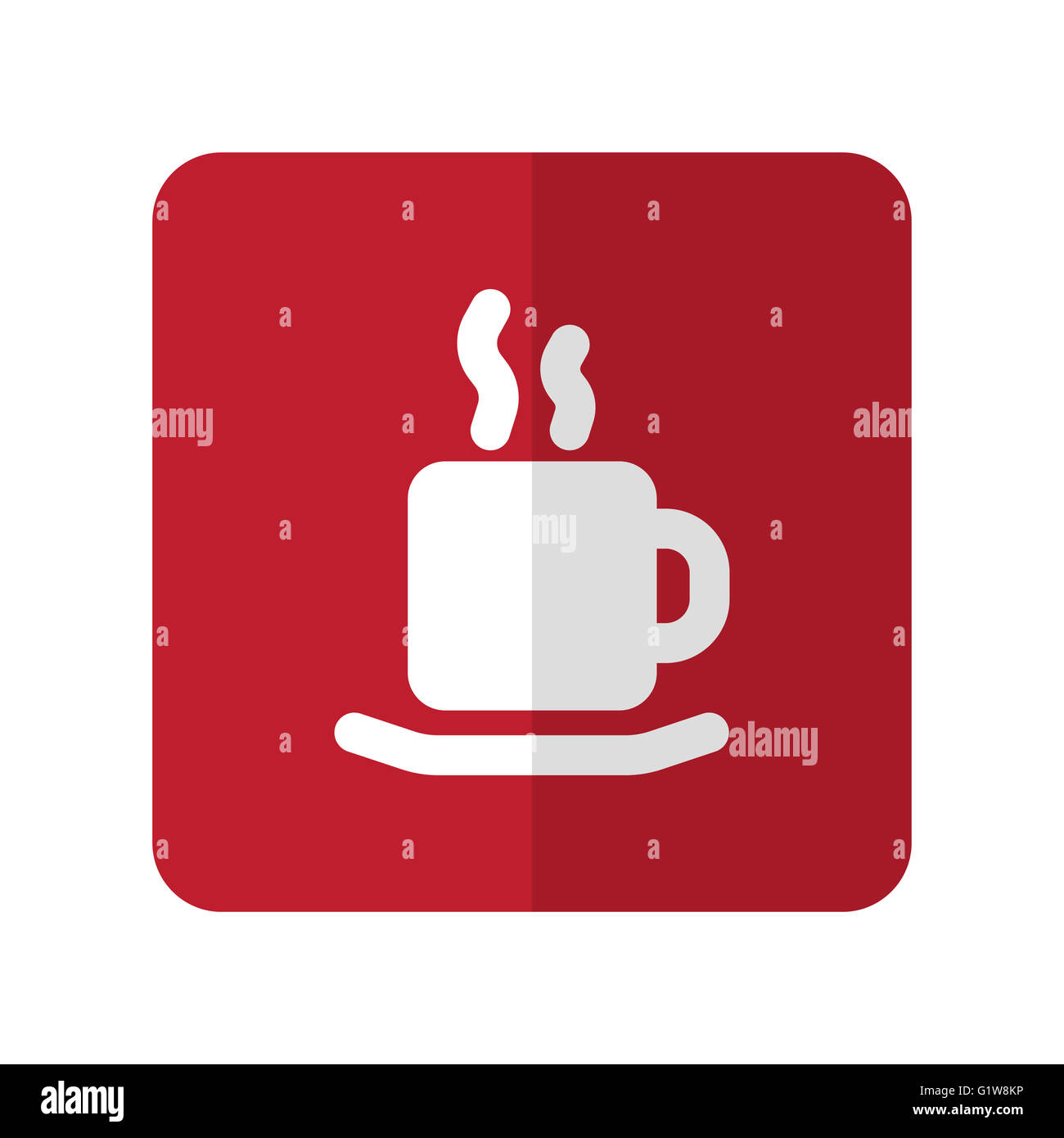 White Coffee flat icon on red rounded square on white Stock Photo - Alamy